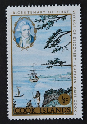 Postage stamp, Cook Islands 1/2c, Bicentenary of first voyage of ...
