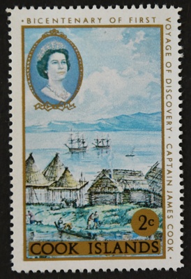 Postage stamp, Cook Islands 2c, Bicentenary of first voyage of ...