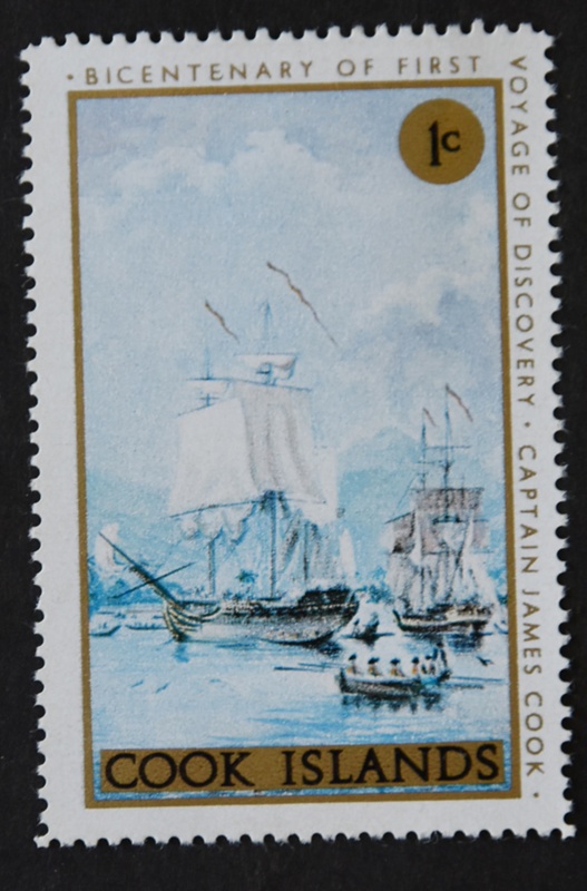 Postage stamp, Cook Islands 1c, Bicentenary of first voyage of ...