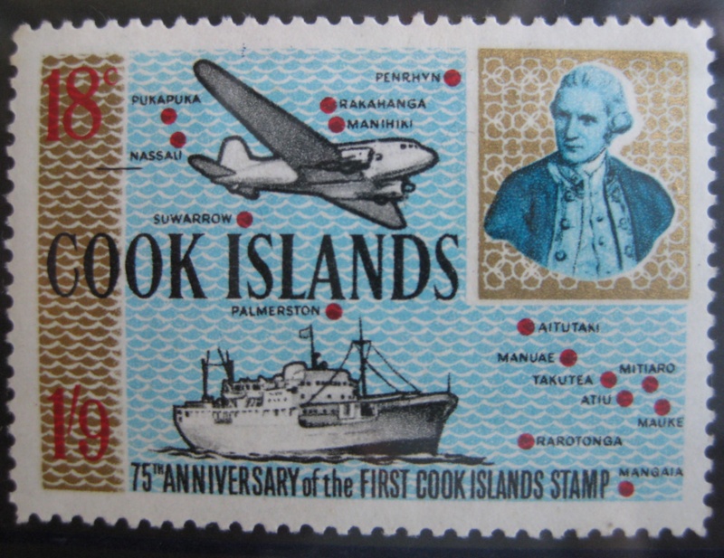 Postage stamp, Cook Islands 18c 1/9, 75th anniversary of the first Cook ...