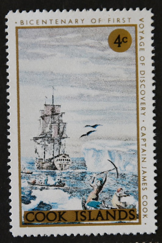 Postage stamp, Cook Islands 4c, Bicentenary of first voyage of ...