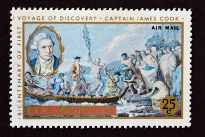 Postage stamp, Cook Islands 25c, Bicentenary of first voyage of ...