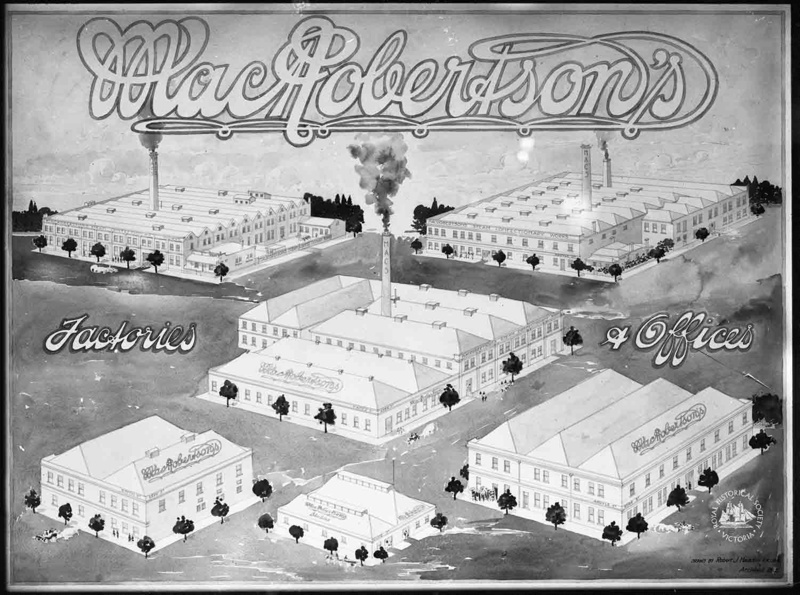 Perspective drawing of MacRobertson's factories and offices ...