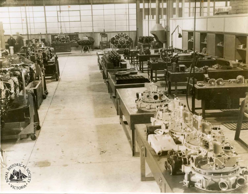 Assembly of Pratt & Whitney radial aircraft engines at Commonwealth ...