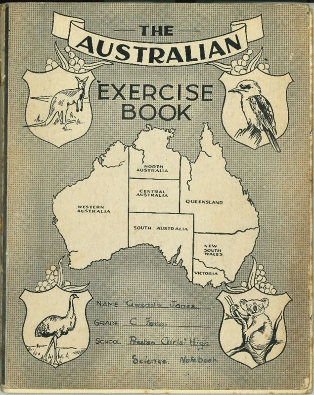 Collection of student exercise books, high school; Jones, Gwenda D. M ...