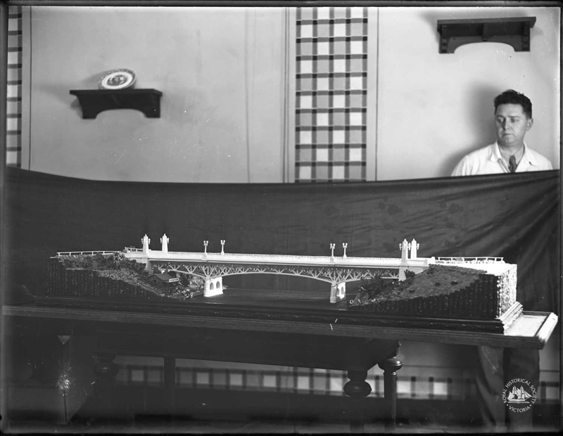 Model in sugar of the Macpherson Robertson Bridge over the Yarra River ...