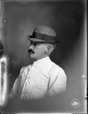 Studio portrait of Macpherson Robertson wearing bowler hat; GN-MAC-122 ...