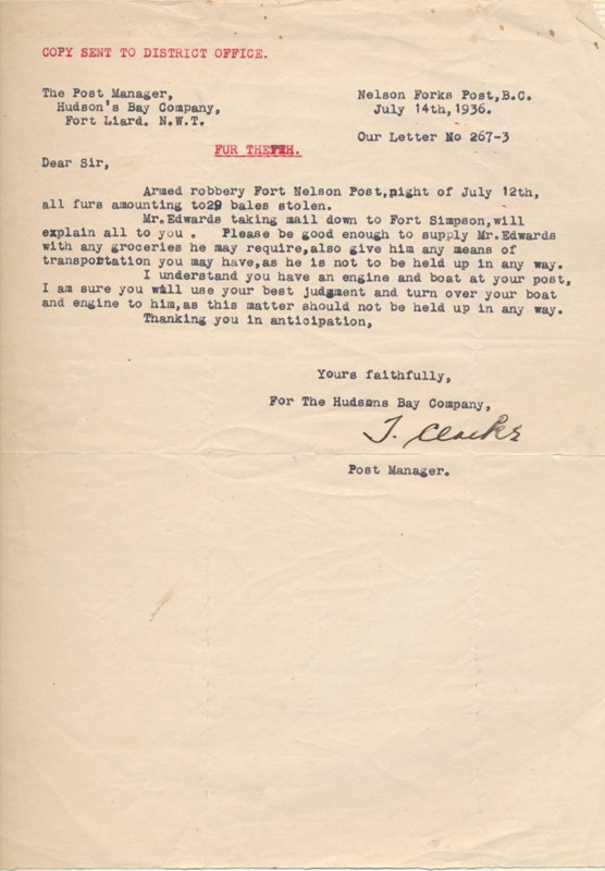 Hudson's Bay Letter ; 1936; FNPL2016.001.021 | eHive