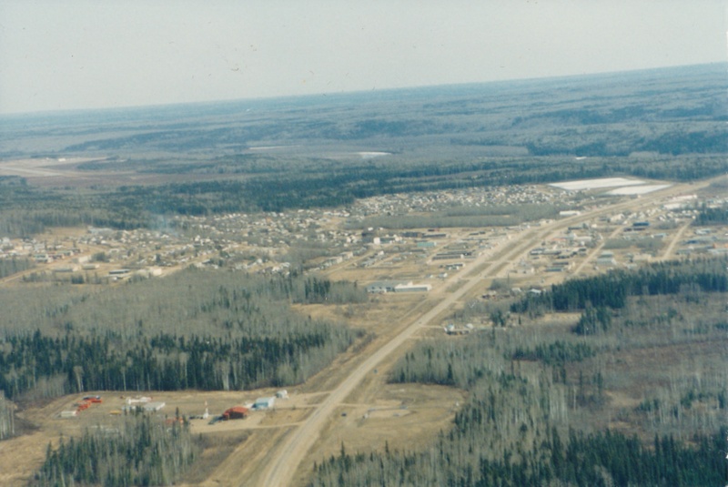 Aerial view of Fort Nelson from a further distance away 1993; FNPL2017 ...