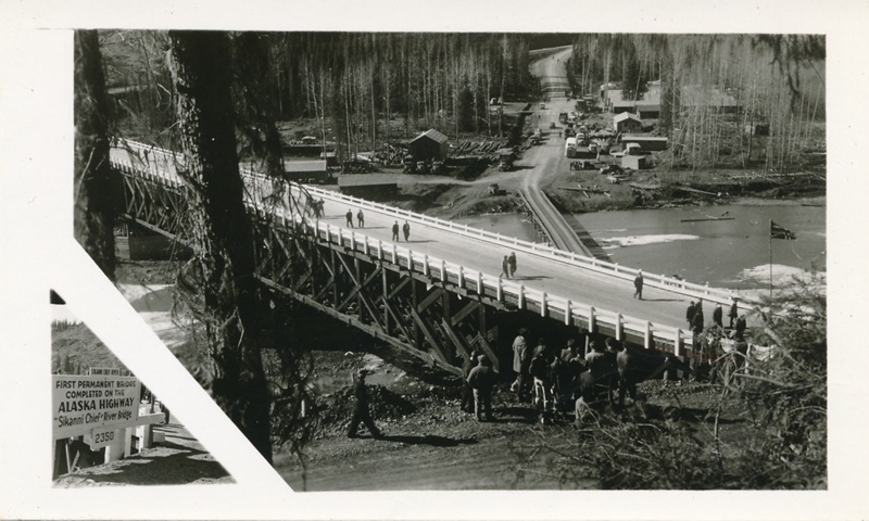 Sikanni River Bridge - Man walking across the bridge. Construction camp ...