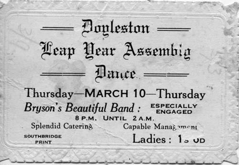 Ticket Doyleston Leap Year Dance ex Lynette West; EHS-5110 | eHive