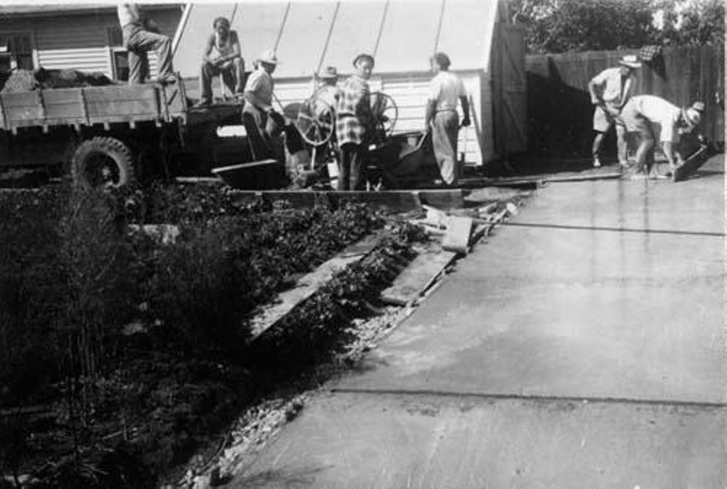 1950s Ellesmere Transport men working on roller scating rink in 8 ...