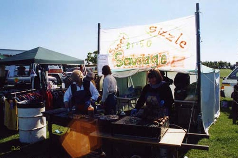 Sausage sizzleAnglican Stall Frances Boyce & Jill Chamberlain in front ...