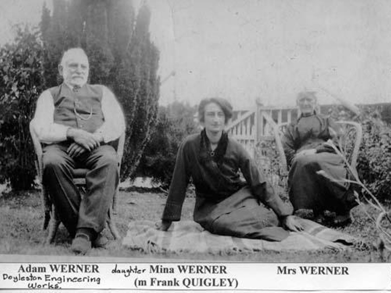 Doyleston Engineering Works, Adam & Mrs Werner & daughter Mina m Frank ...