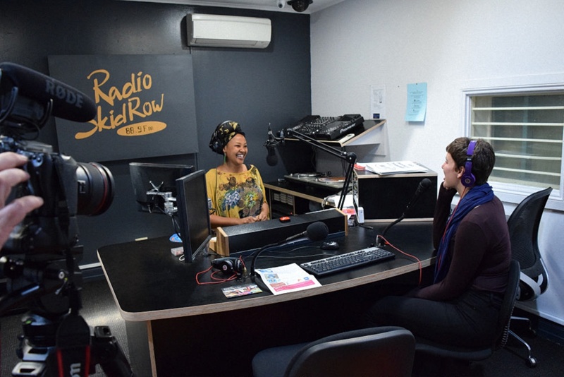 Kween G at Radio Skid Row(99.9FM) with Alex from Hut 1.; Lyn Hearne ...