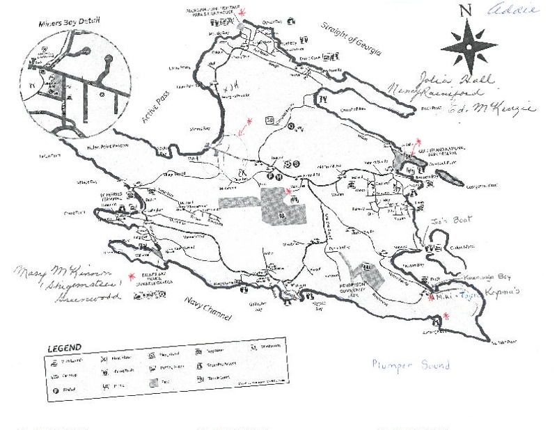 Map of Mayne Island with Labelled Points; 2024.26.014 | eHive