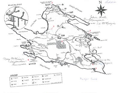 Map of Mayne Island with Labelled Points; 2024.26.014 | eHive