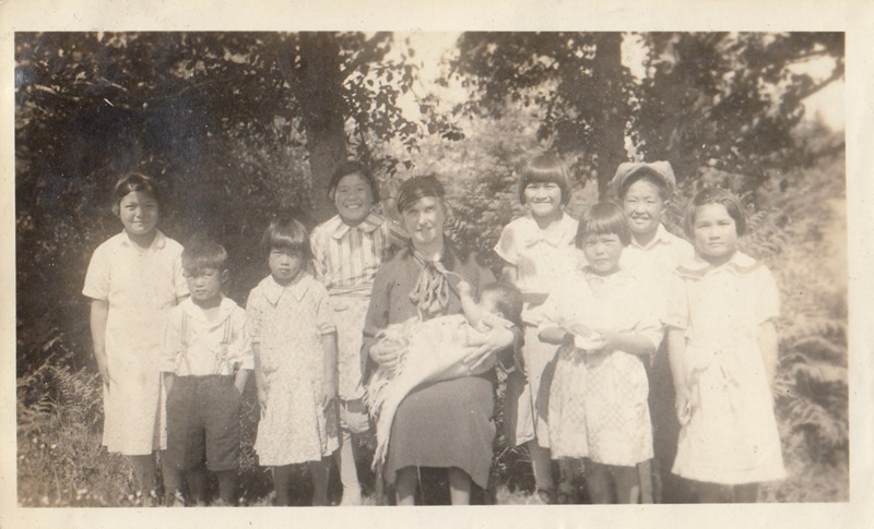Japanese Canadian children with their sunday school teacher; Konishi ...