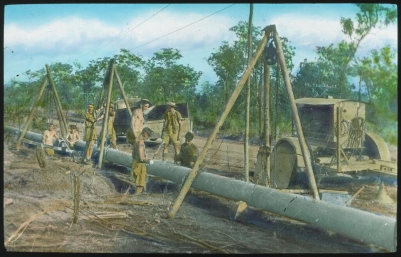 Unidentified Australian Army soldiers laying a pipeline : scenes of ...