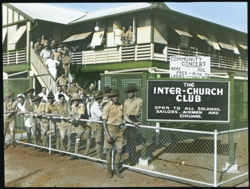 Soldiers outside the Inter-church club, Darwin, 1940 : general ...