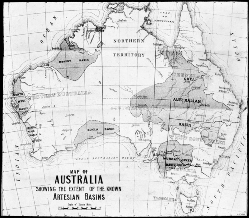 Map of Australia showing the extent of the known artesian basins; 1921 ...