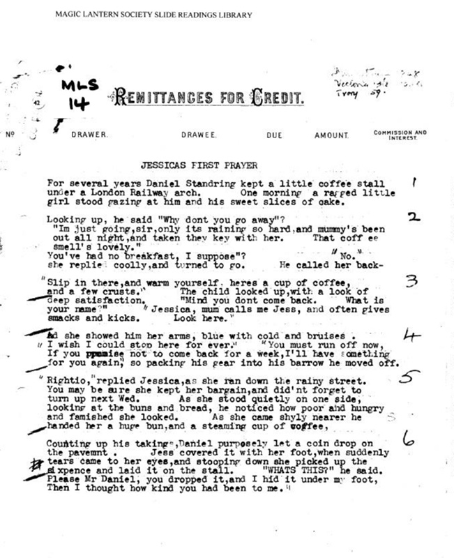 Jessica's First Prayer - script (page 1/6); HL.MJ.00064a | eHive