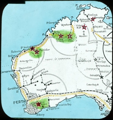 Map showing location of Australian Inland Mission nursing homes in ...