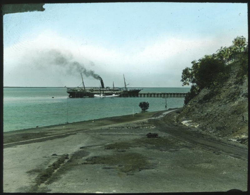 [Ship at Darwin pier] a deputation lantern slide of the AIM [Australian ...