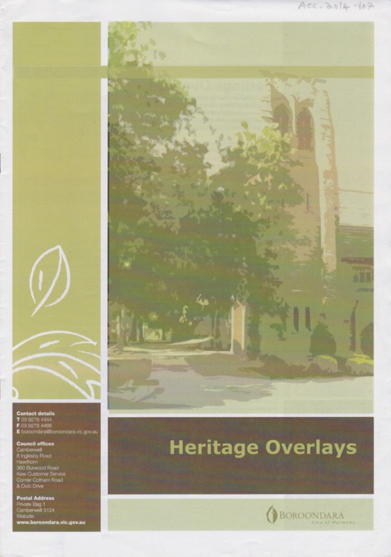 Heritage Overlays; Boroondara City of Harmony; 2014-107 | eHive