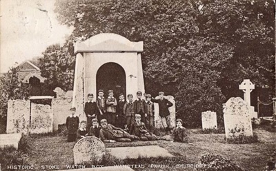 Postcard: "Historic stone watch box, Wanstead Parish Church"; ARN0187 ...