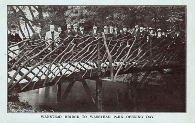 Postcard: "Wanstead bridge to Wanstead Park - opening day"; ARN0215 | eHive