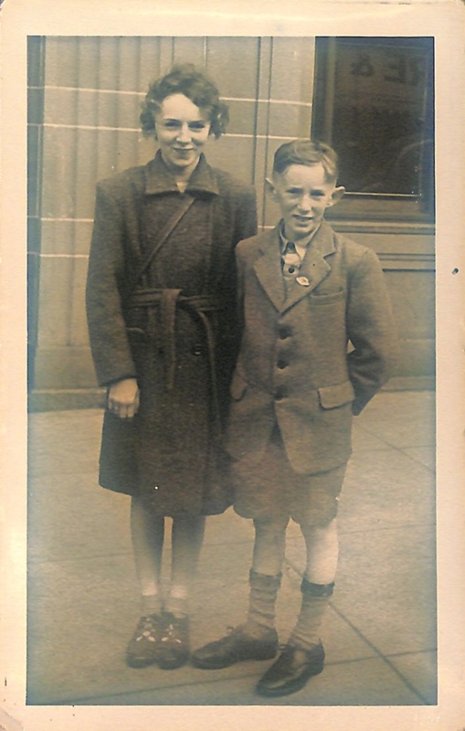 Black and white photograph of Barbara and Bruce Rees standing on a ...