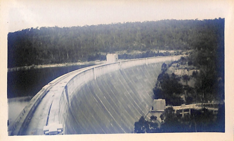Black and white photograph of the wall of the Cordeaux No. 2 Dam ...