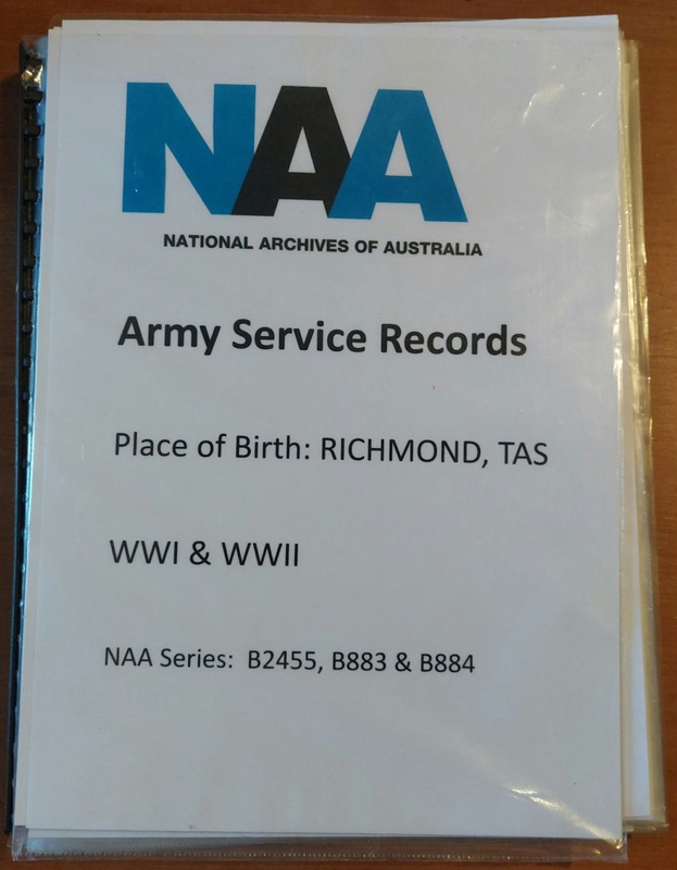 NAA Army Service Records, Richmond Tas, WWI & WWII; Coal River Valley ...