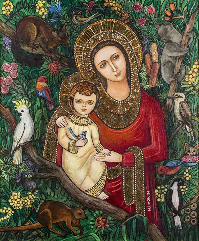 Mother Mary and the infant Jesus; Leopoldine Mimovich, Austrian ...