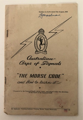 Morse Code Instruction Booklet; Victorian Railway Pinting Works; 1942 ...
