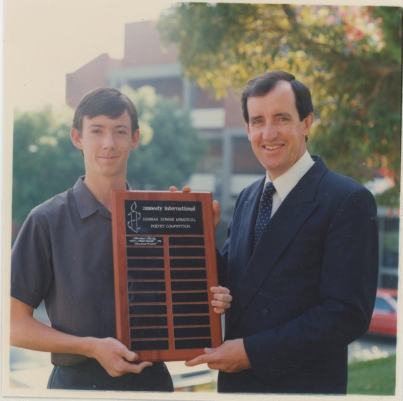 Student - Andrew Kelly with Headmaster Kefford and the Hannah Dowie ...