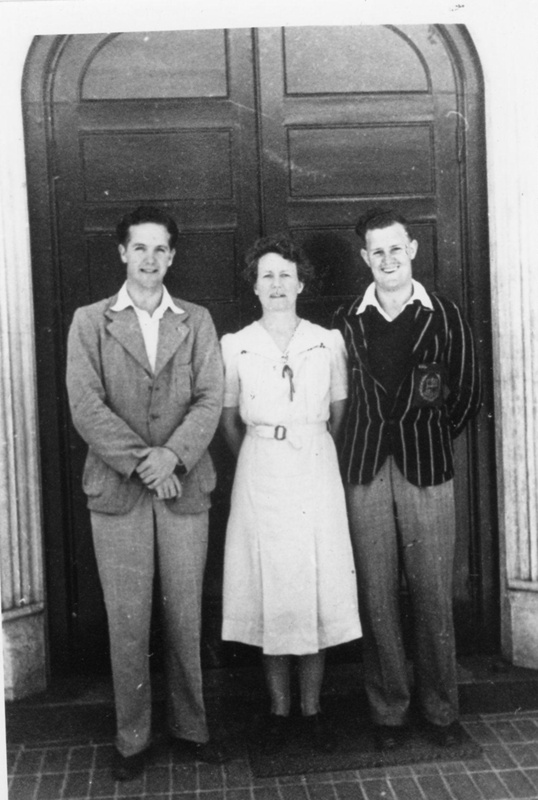Photograph on the grounds of Wesley College of P. Markham, T. Le Souef ...