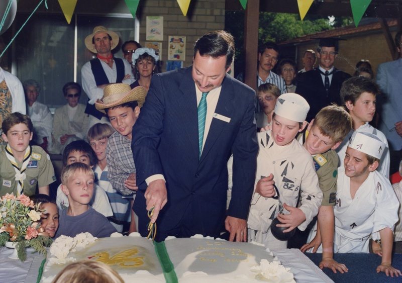 Prep school 10th anniversary celebrations 1988 Phillip Drew cutting ...