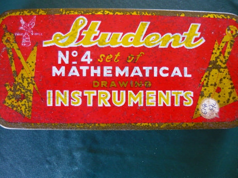 Mathematical Instruments in Red Metal Box; 2016.083 | eHive