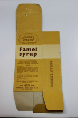 Pharmaceutical Box, "Famel Syrup"; Optrex (Overseas) Ltd. England; mid ...