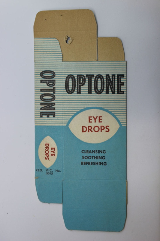 Pharmaceutical Box, "Optone, Eye Drops"; Optrex (Overseas) Ltd. England ...