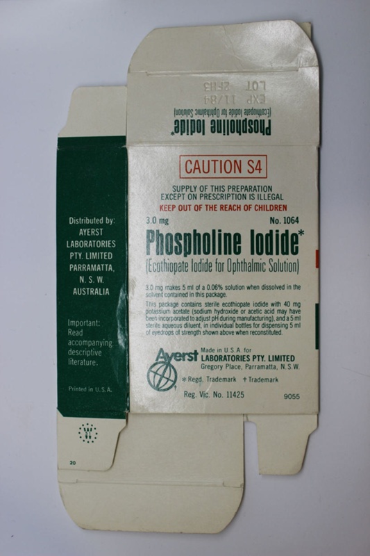 Pharmaceutical Box, "Phospholine Iodide, Ecothiopate Iodide for ...