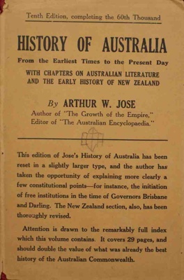 History of Australia; JOSE, Arthur W; C0506004463 | eHive