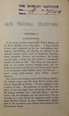 Jack Halliday, Stockman A Story of Australian Bush Life; DRISCOLL, Henry John (... | eHive