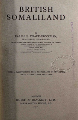 British Somaliland ; DRAKE-BROCKMAN, Ralph E; C0505998017 | eHive