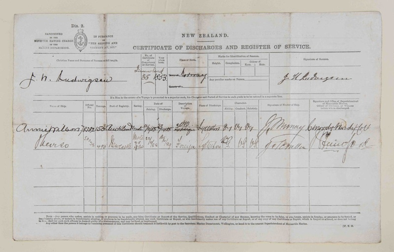 Certificate of Discharge and Register Service for Herman Ludwigsen ...