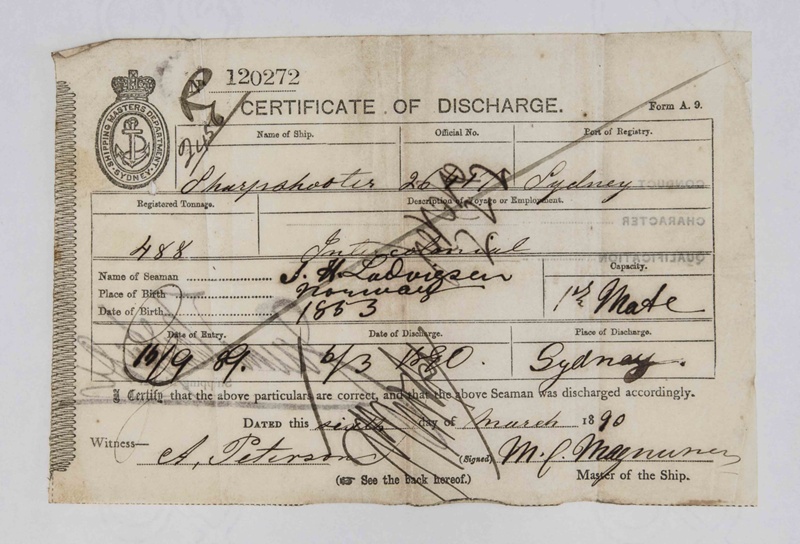 Discharge certificate from "Sharpshooter" ; 1890; 2008.162.17 | eHive