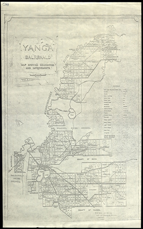 Yanga Station map showing boundaries and improvements; R W Veitch; 1971 ...