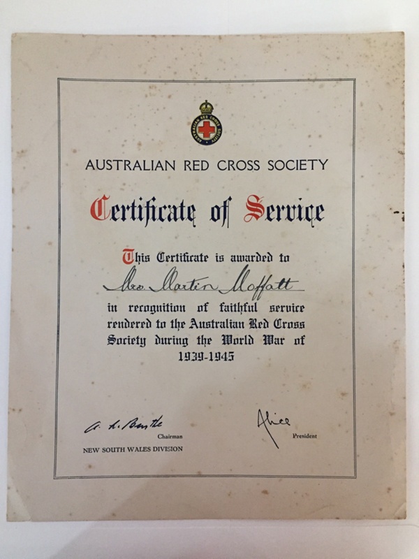 Certificate of Appreciation from Australian Red Cross Society; IM2020 ...